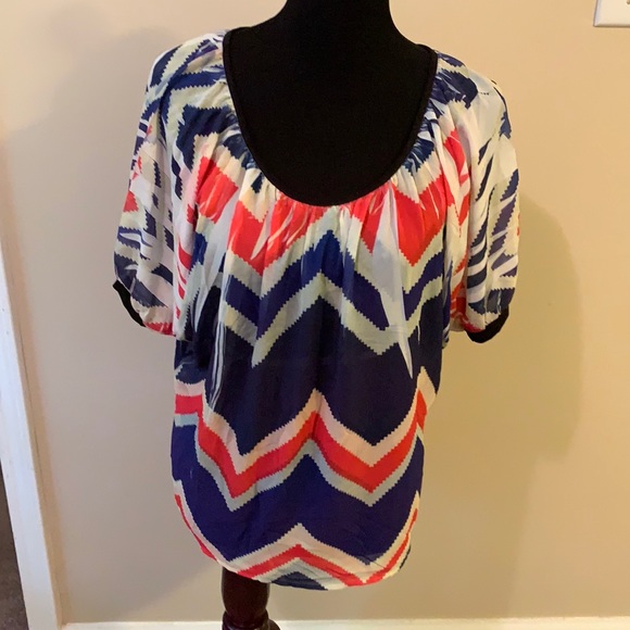 Casual Land | Tops | Euc Sheer Chevron Flowy Top | Poshmark